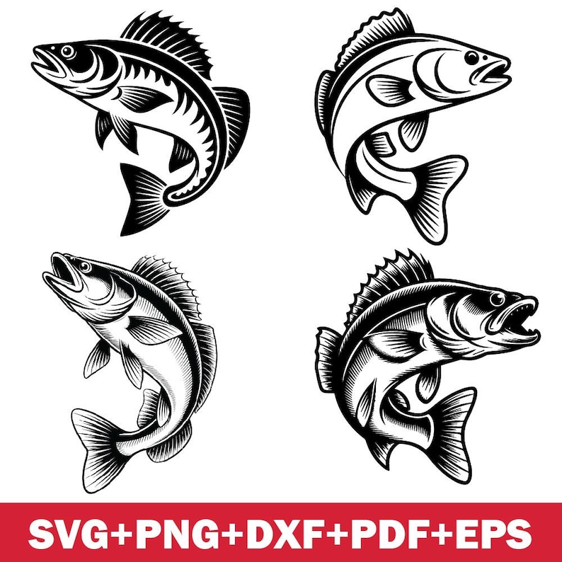 Walleye Fish SVG Bundle: Fishing Clipart for Cricut & Laser Cutting ...