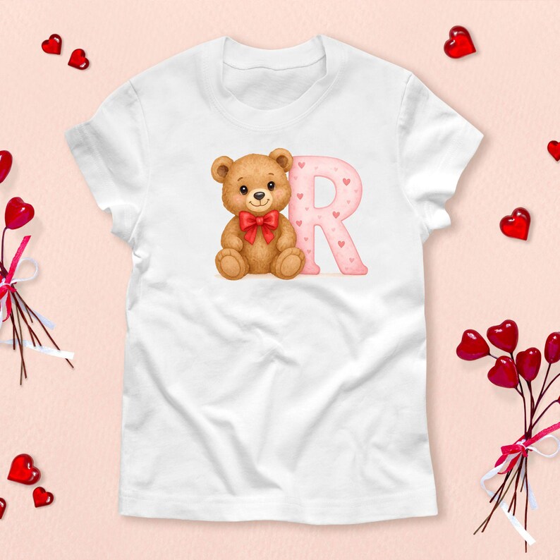 Teddy Bear Alphabet Clipart, Valentine Letters (PNG Digital Download ...