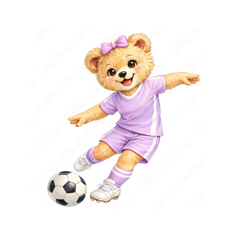 Soccer Teddy Bear Clipart Bundle, Watercolor Sports Bears (digital ...