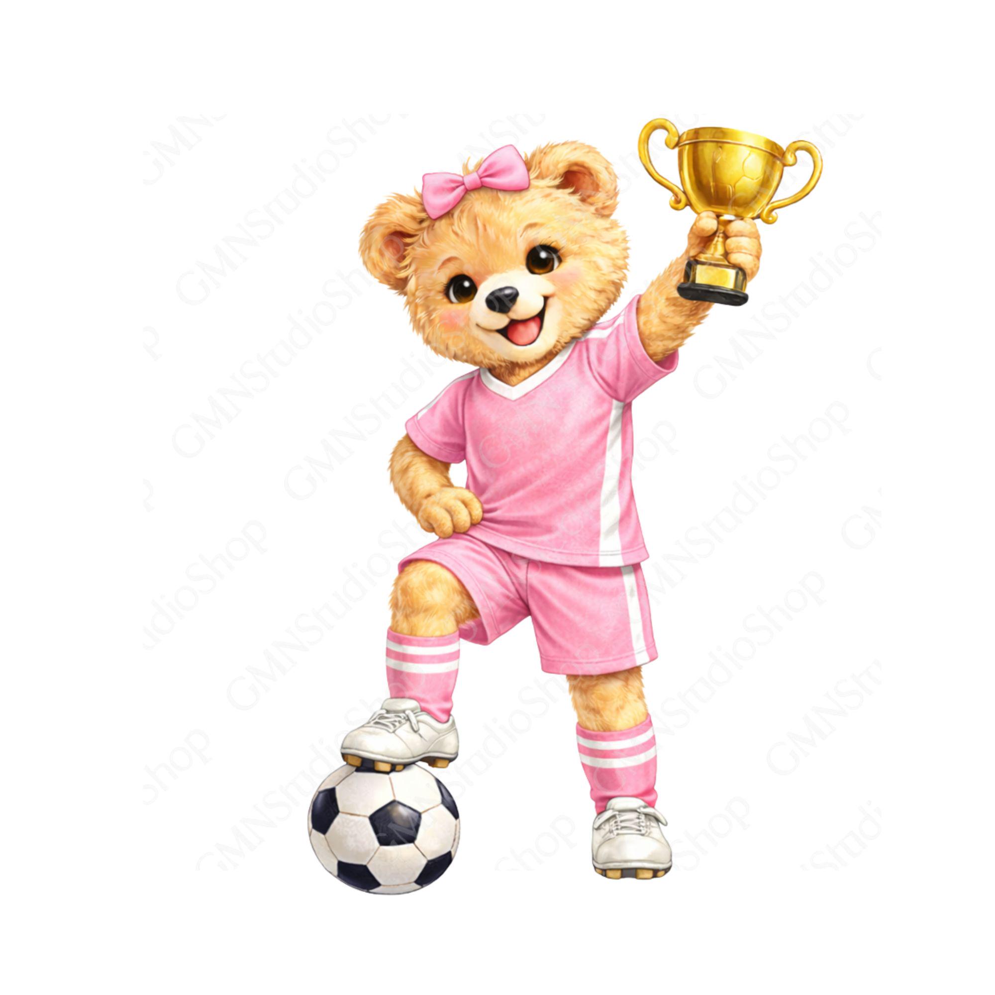 Soccer Teddy Bear Clipart Bundle, Watercolor Sports Bears (digital ...