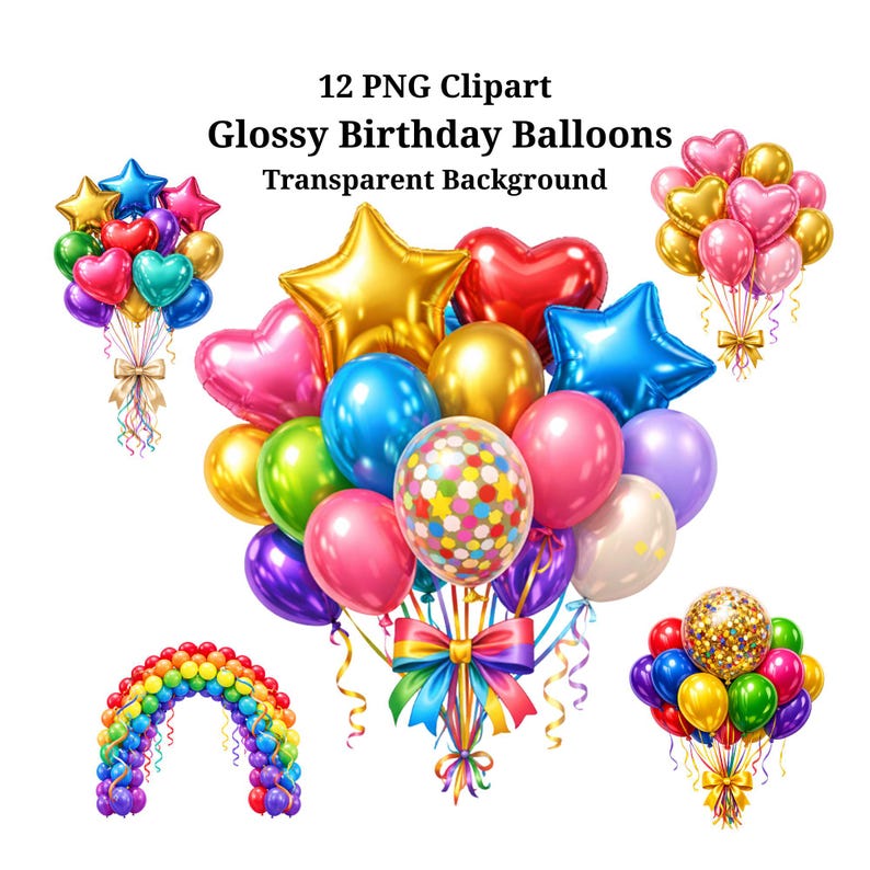 Birthday Balloons PNG, Glossy Party Balloon Clipart, Celebration ...