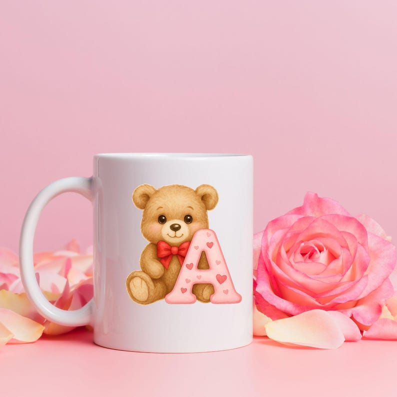 Teddy Bear Alphabet Clipart, Valentine Letters (PNG Digital Download ...
