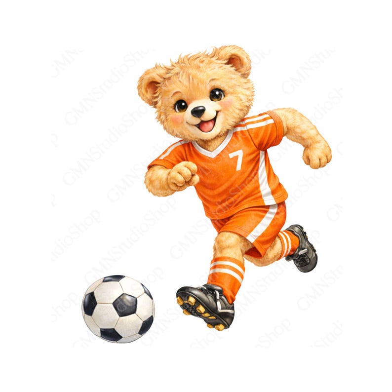 Soccer Teddy Bear Clipart Bundle, Watercolor Sports Bears (digital ...