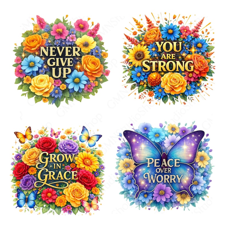 Inspirational Floral Quotes Clipart 15 PNG, Christian Encouraging ...