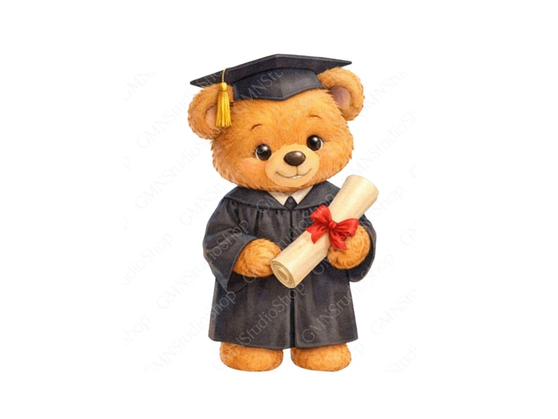 Watercolor Teddy Bear Clipart Bundle, Back to School PNG (digital ...