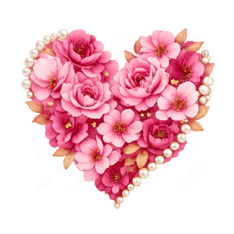 Floral Heart Watercolor Clipart, Pink Flowers (digital Download) - Etsy