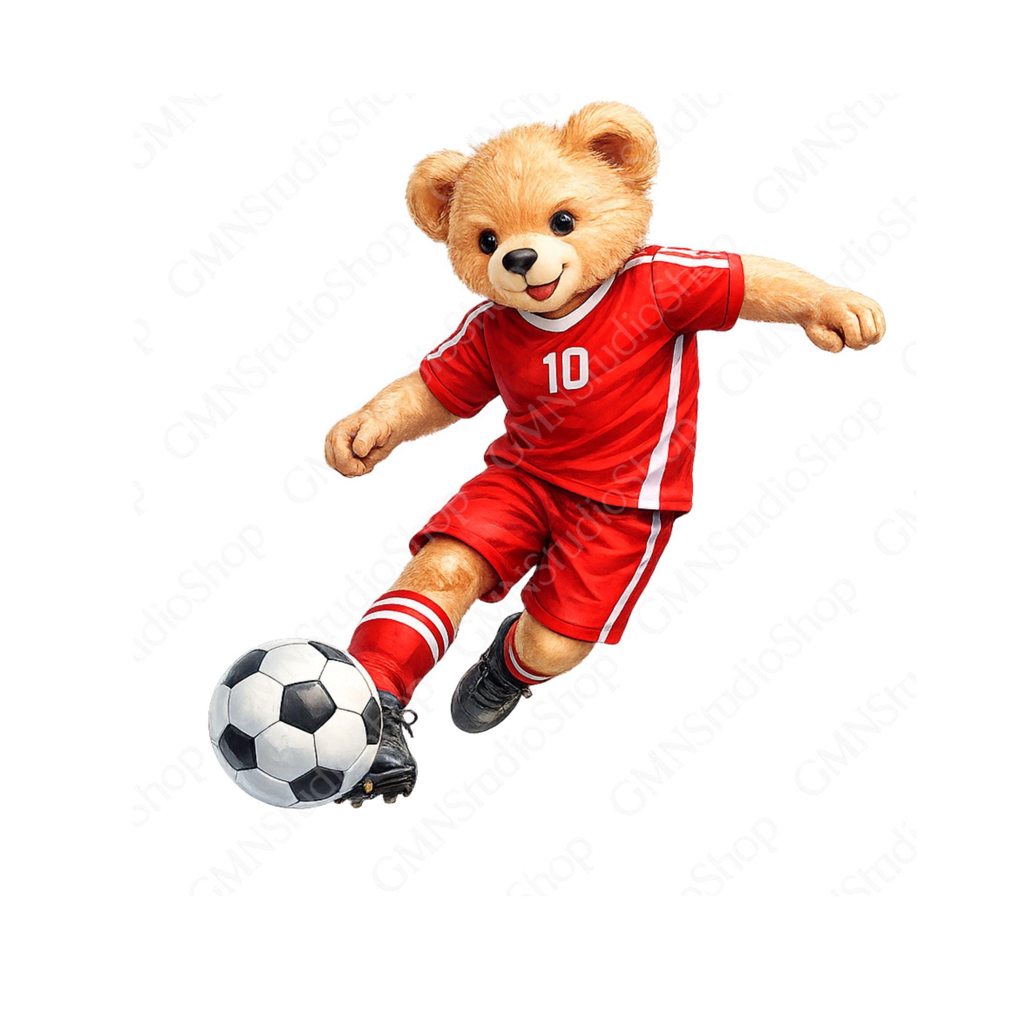 Soccer Teddy Bear Clipart Bundle, Watercolor Sports Bears (digital ...