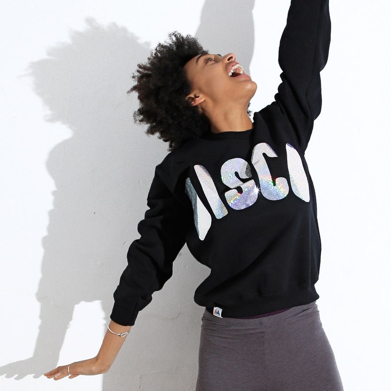 Disco Jumper. Shiny Glitter Ball Party Sweatshirt. Soft, Cosy, Black ...