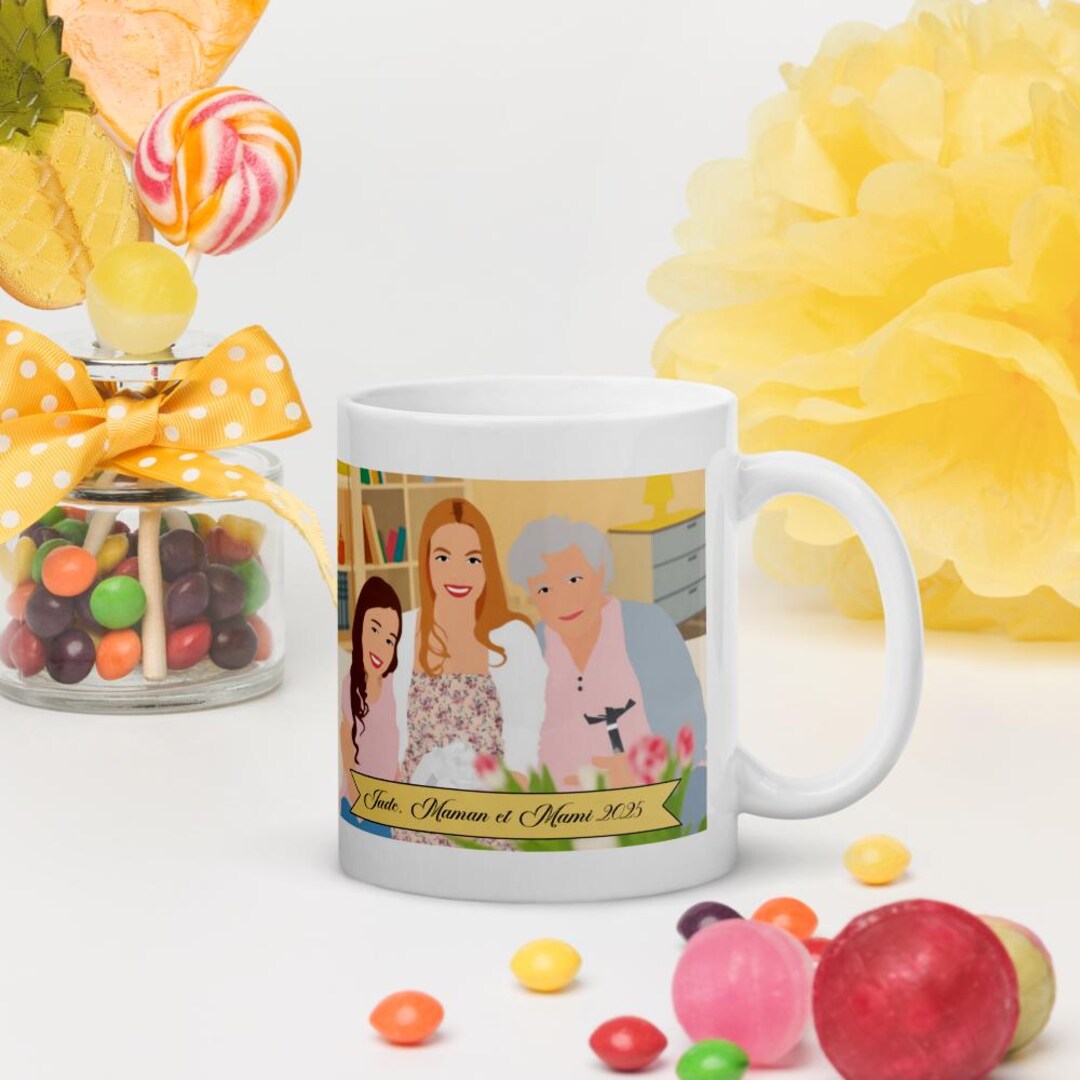 Personalized Mug With Minimalist Cartoon Photo Portrait and Text, the ...
