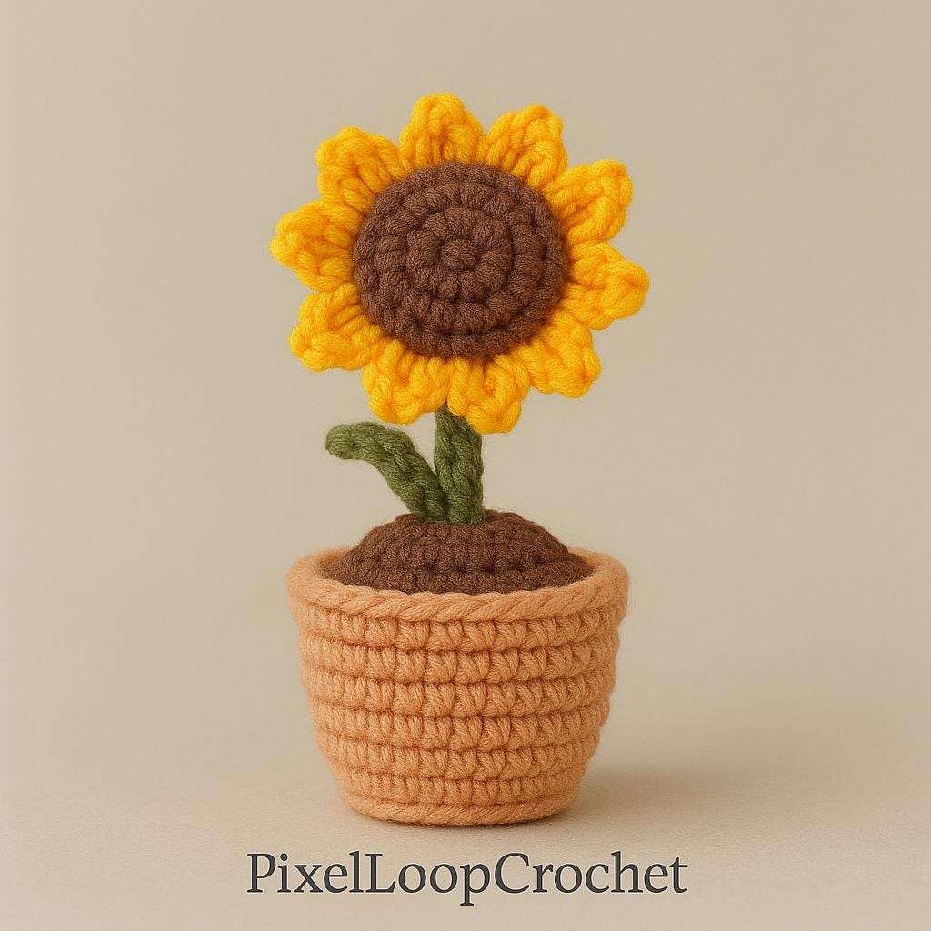 Crochet Flower Pot Patterns PDF: Tulip, Sunflower, Daisy Amigurumi ...