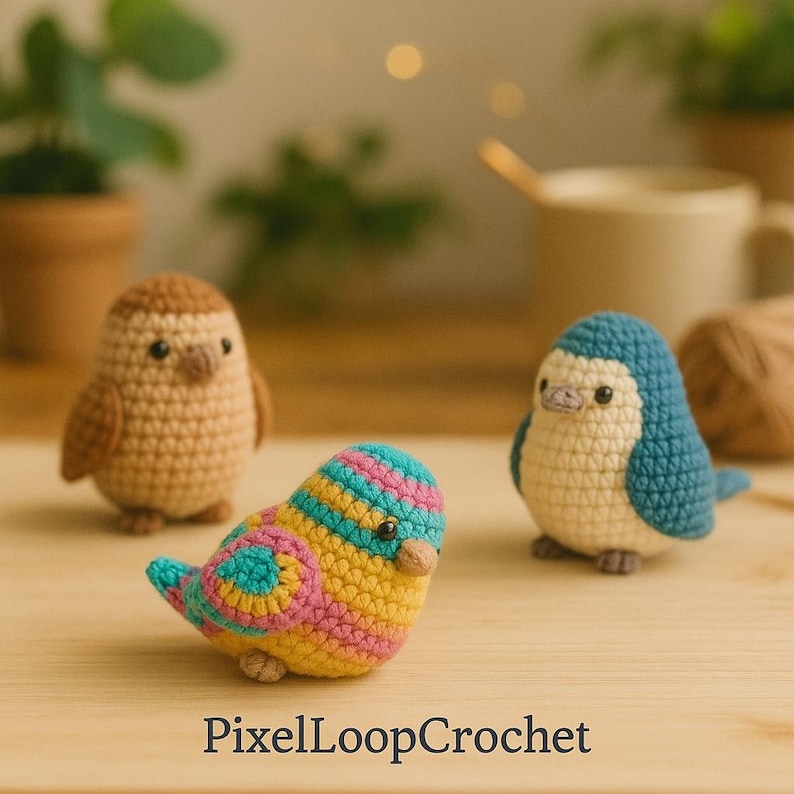 Bird Crochet Patterns Set | Amigurumi Sparrow, Swallow & Colorful Bird ...