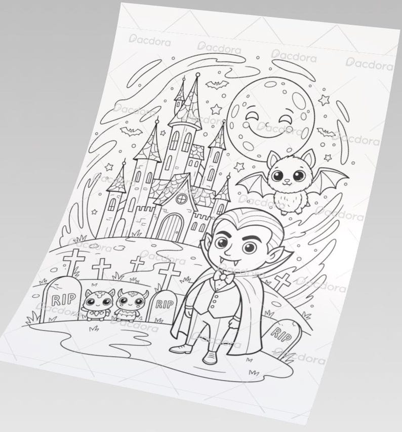 Spooky Vampire Castle Coloring Page - Instant Digital Download - Etsy