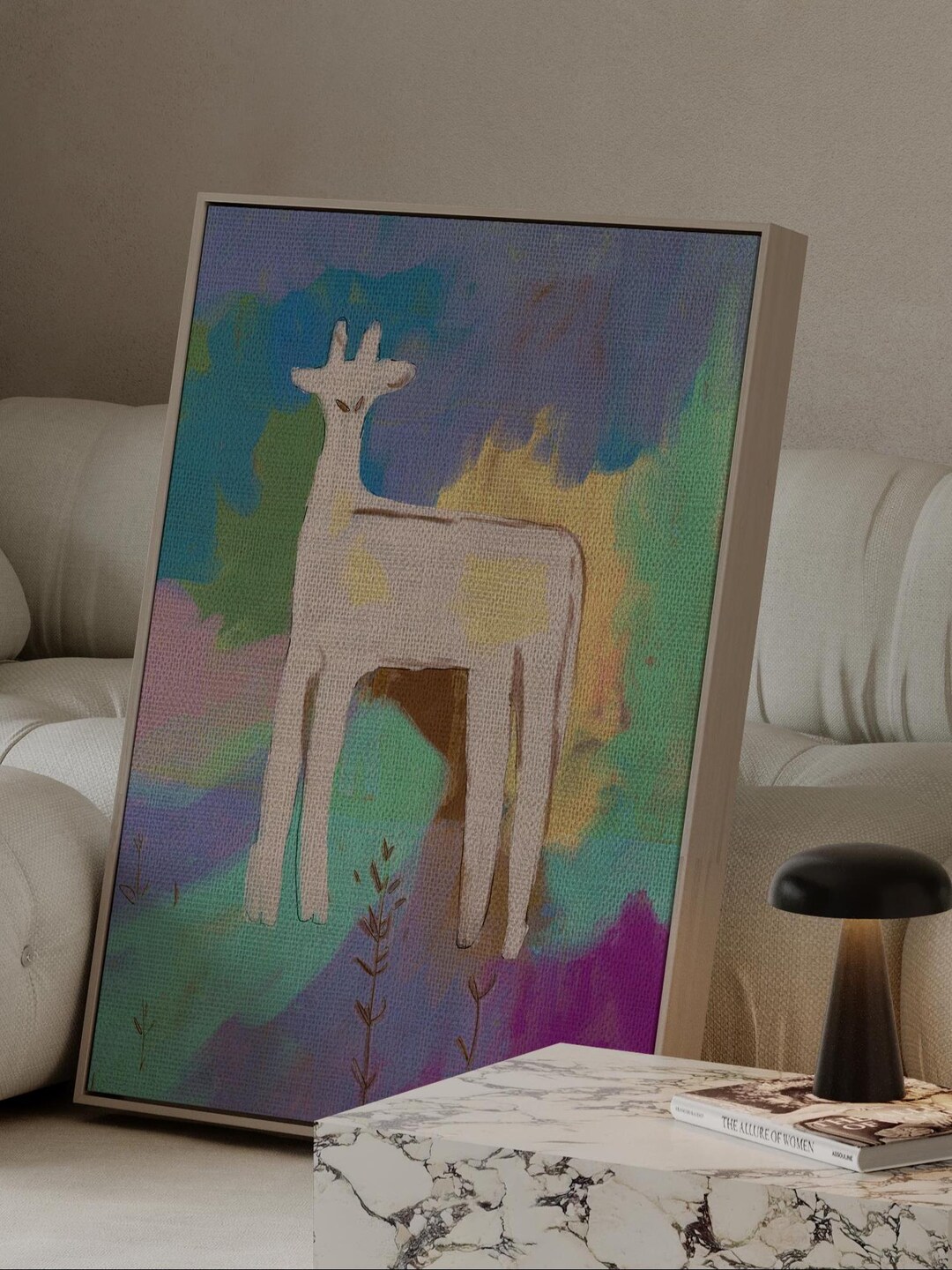 Abstract Sheep Oil Painting Wall Art Print Pastel Minimal Home Decor ...