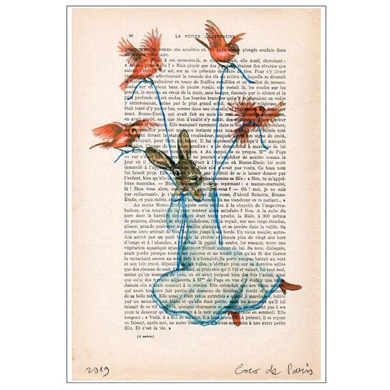 Rabbit on a Swing Original Rabbit Print on Vintage Paper for | Etsy