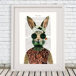 Art Rabbit Print, Vintage Rabbit Illustration, Bunny Print, Bunny Art ...