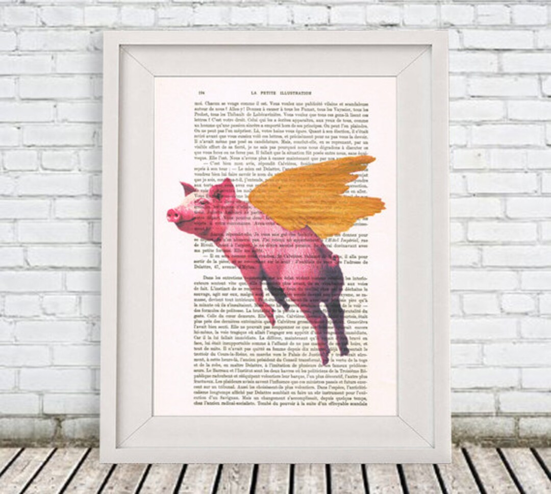Pig Print, Golden Wings, Flying Pig Print, Pig Art, Piggy, Wall Art ...