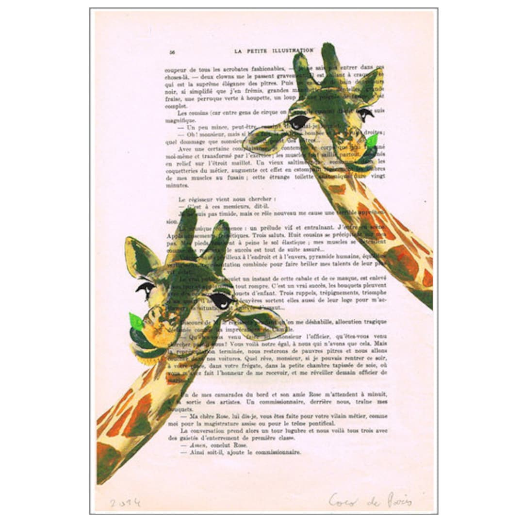 Original Giraffe Print, Illustration Digital Print Mixed Media Art ...