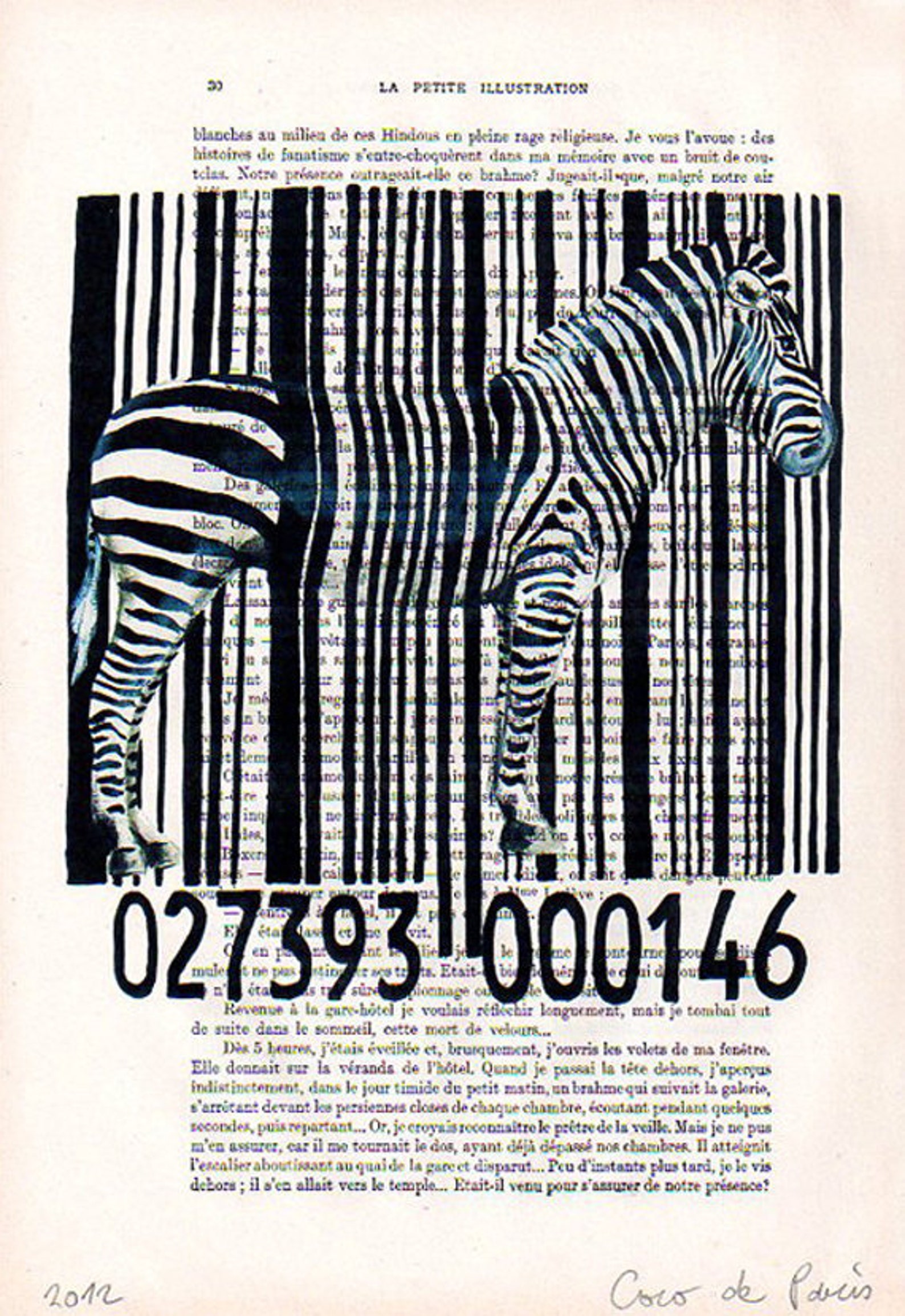Zebra Print Black and White Barcode Illustration Giclee - Etsy