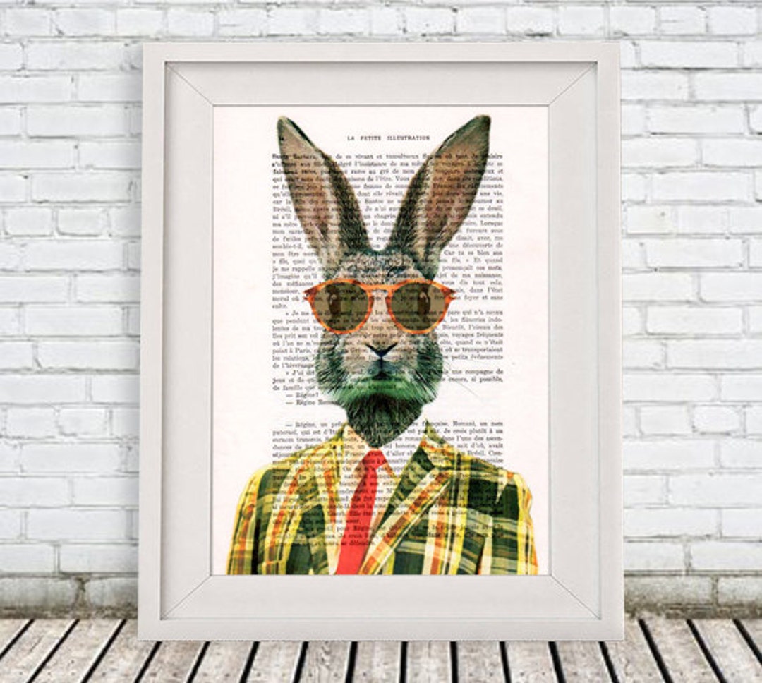 Art Rabbit Print, Vintage Rabbit Illustration, Bunny Print, Bunny Art ...