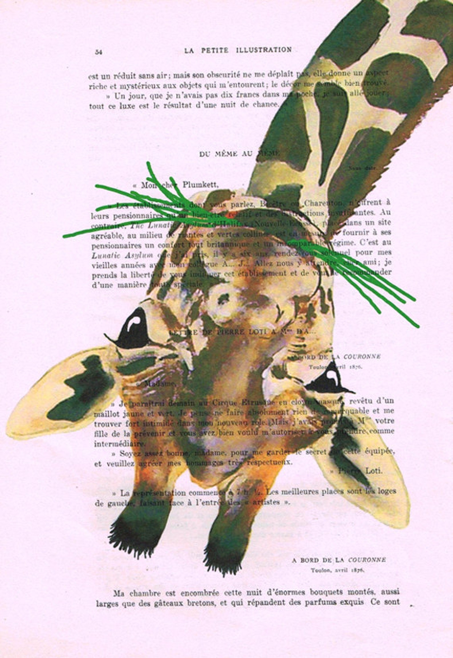 Happy Giraffe Print,animal Painting Acrylic Painting Portrait Digital ...