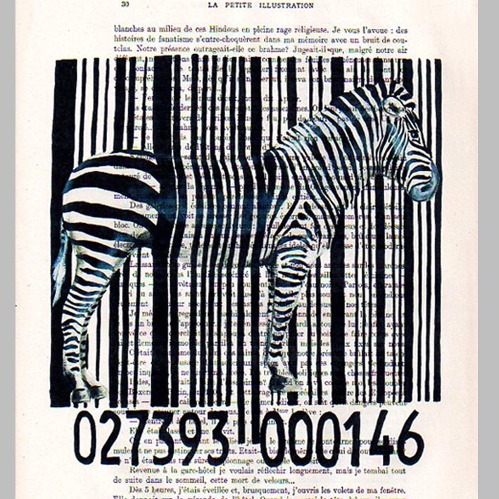 Zebra Print Black and White Barcode Illustration Giclee - Etsy
