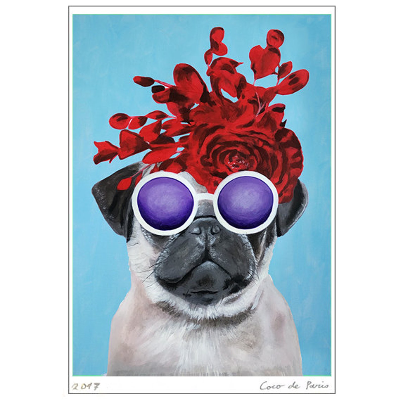 Pug Gift Recycled Paper Pug Artpug Print Pug Painting Pug - Etsy