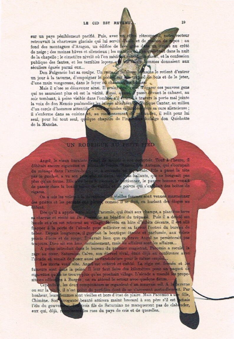 Bunny RABBIT Art Print Rabbit Decor BOOK Artbunny Print - Etsy