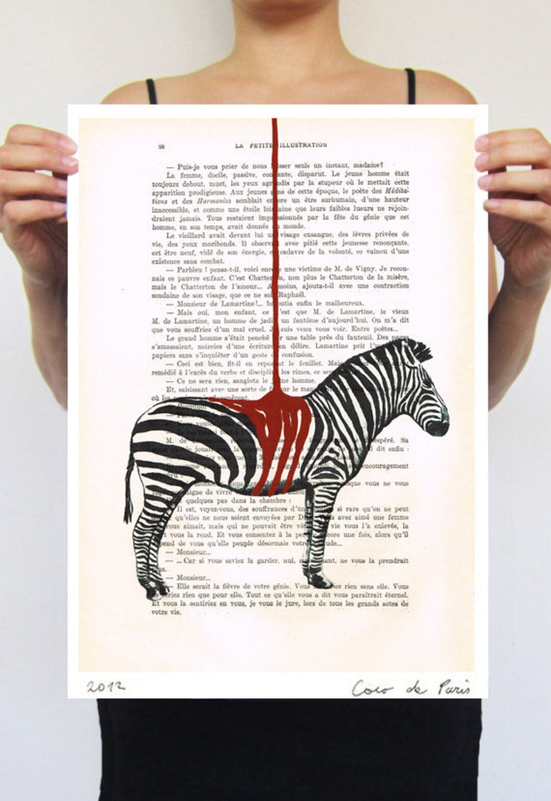 Original Zebra Poster, Zebra Print, Illustration Digital Portrait ...