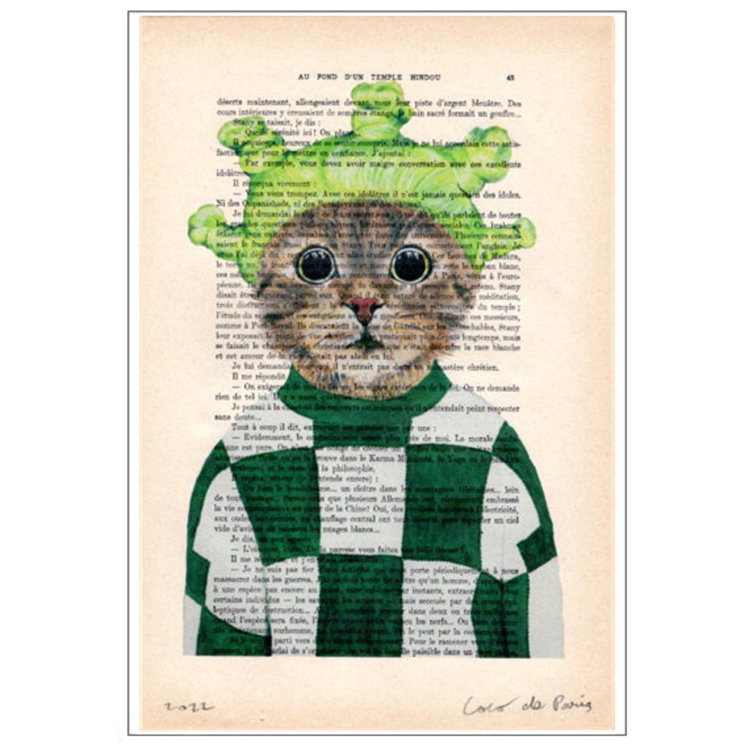 Retro Cat, Cat Lovers, Preppy, Original Artwork From Coco De Paris, Art ...