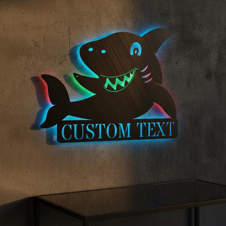 Custom Baby Shark Metal Wall Art: Personalized Ocean Theme Kids Room ...