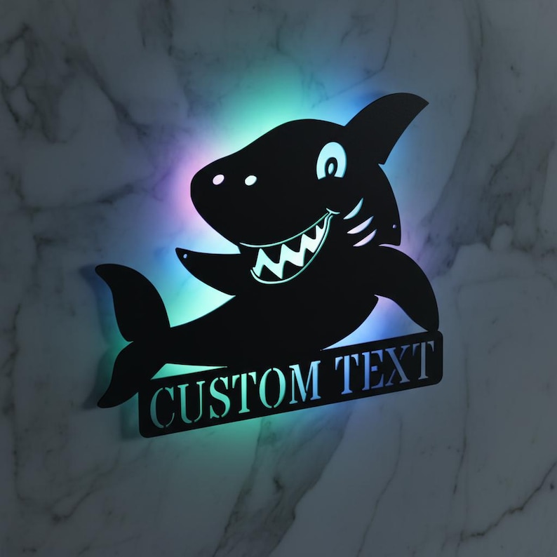 Custom Baby Shark Metal Wall Art: Personalized Ocean Theme Kids Room ...