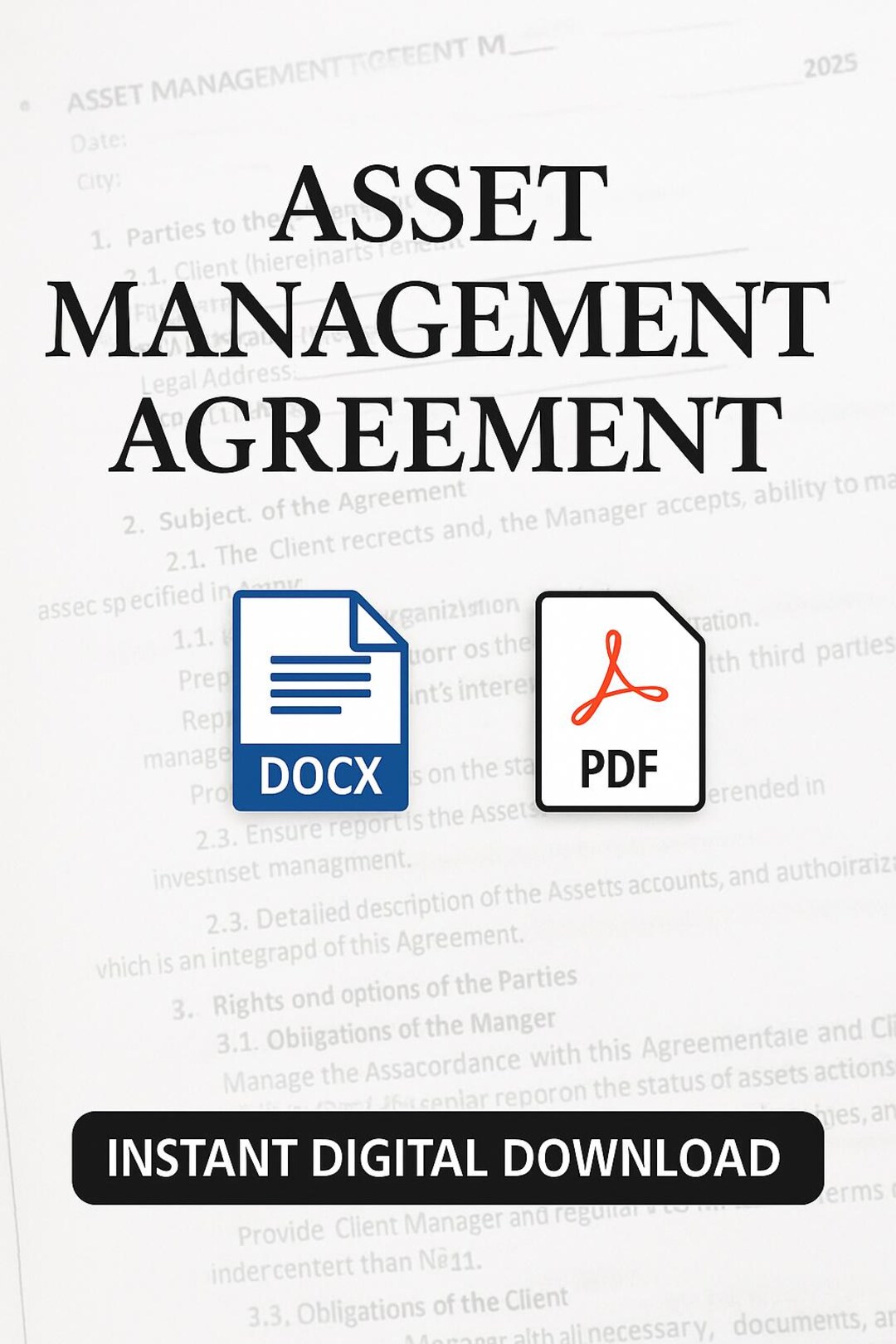Asset Management Agreement Template | Investment and Finance Contract ...