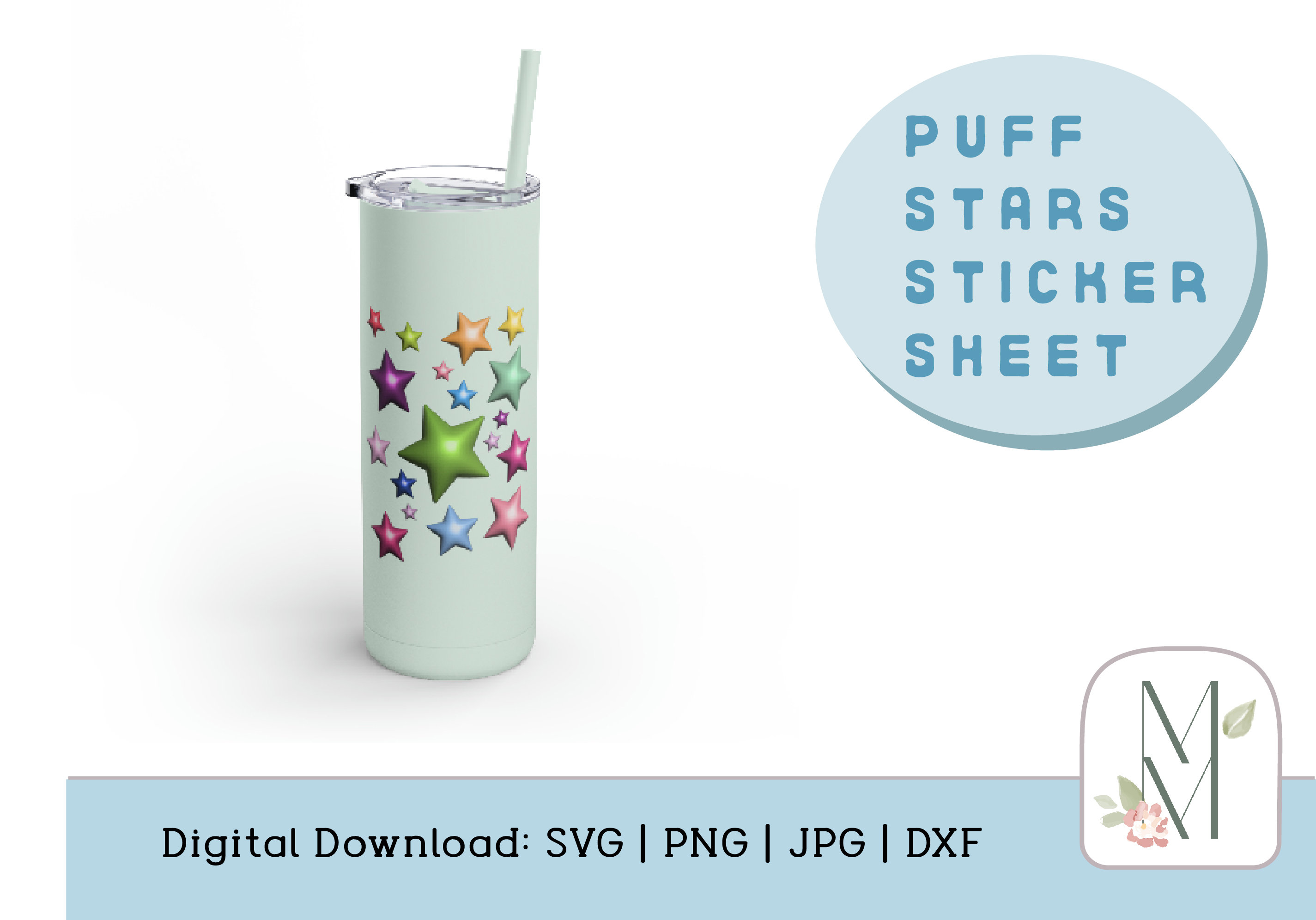 Printable Puffy Star Sticker Sheet! Inflated Stars, Balloon Stars, 3D ...