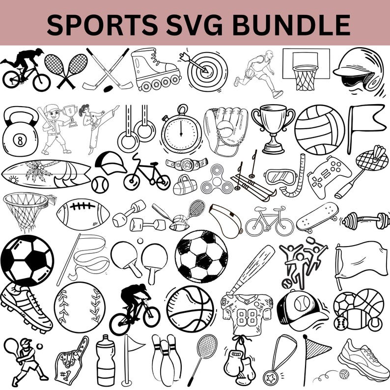 Hand Drawn Sports SVG Bundle: Athletic Doodles (digital Download) - Etsy