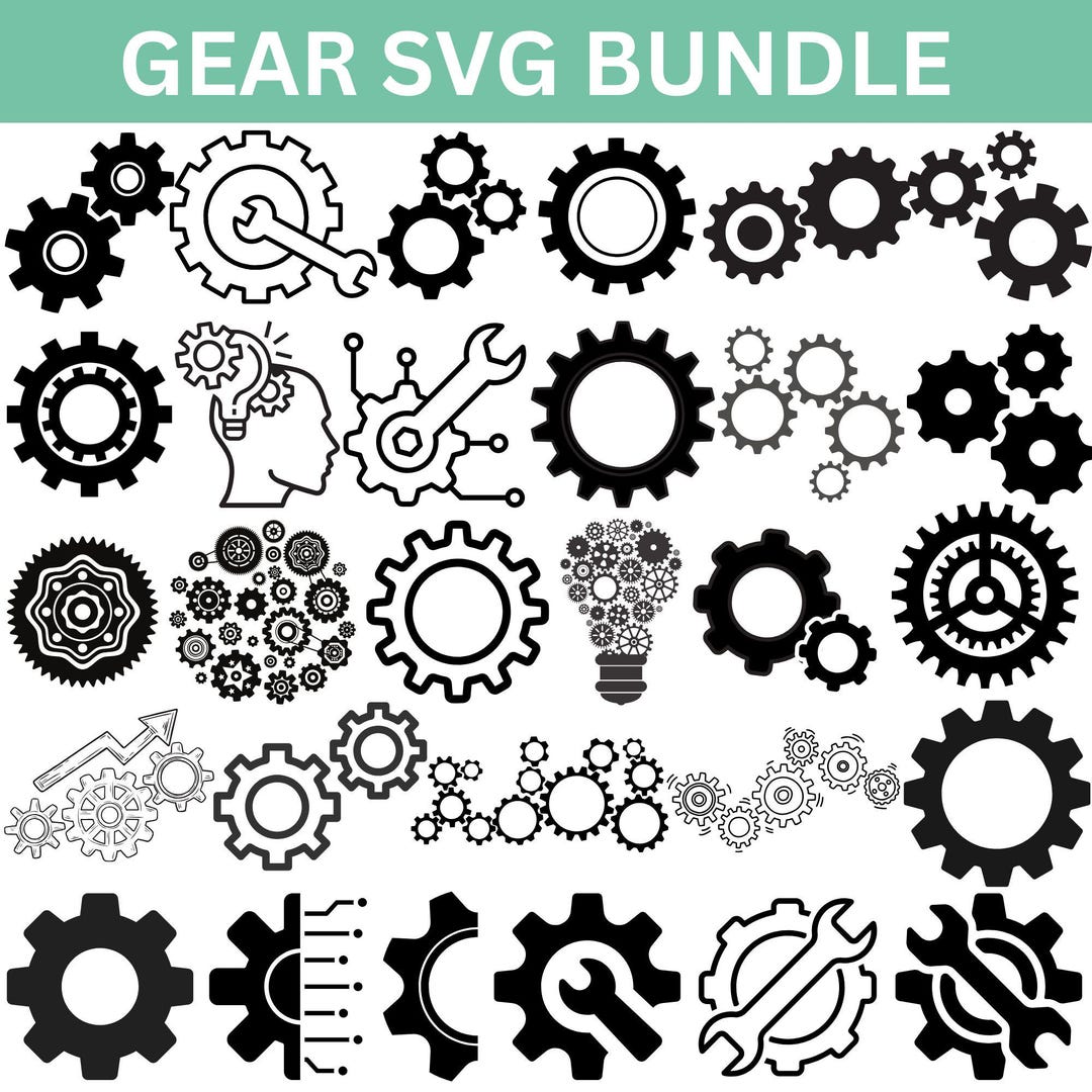 Steampunk Gears SVG Bundle: Cogs, Metal, Vector Clipart (digital ...