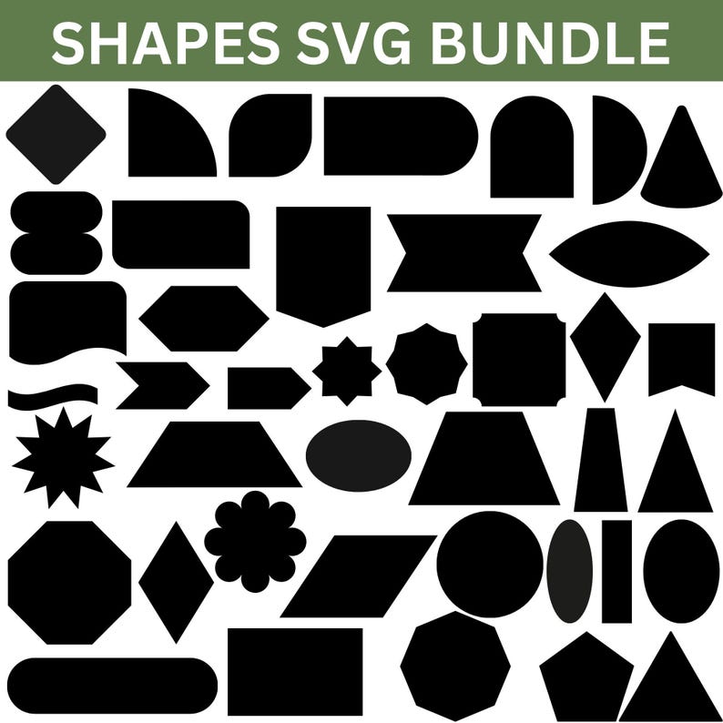 Basic Shapes SVG Bundle: Geometric Clipart, Banners, Tags (digital ...