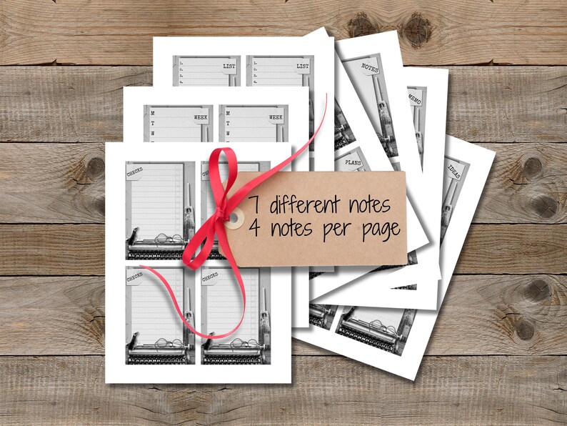 Printable Notepad, Instant Download Stationery, Black and White Memo ...