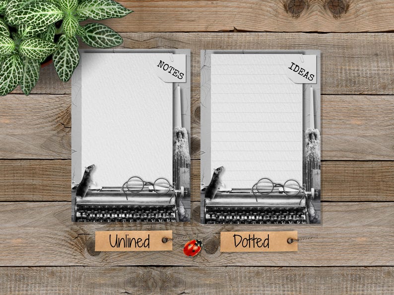 Printable Notepad, Instant Download Stationery, Black and White Memo ...
