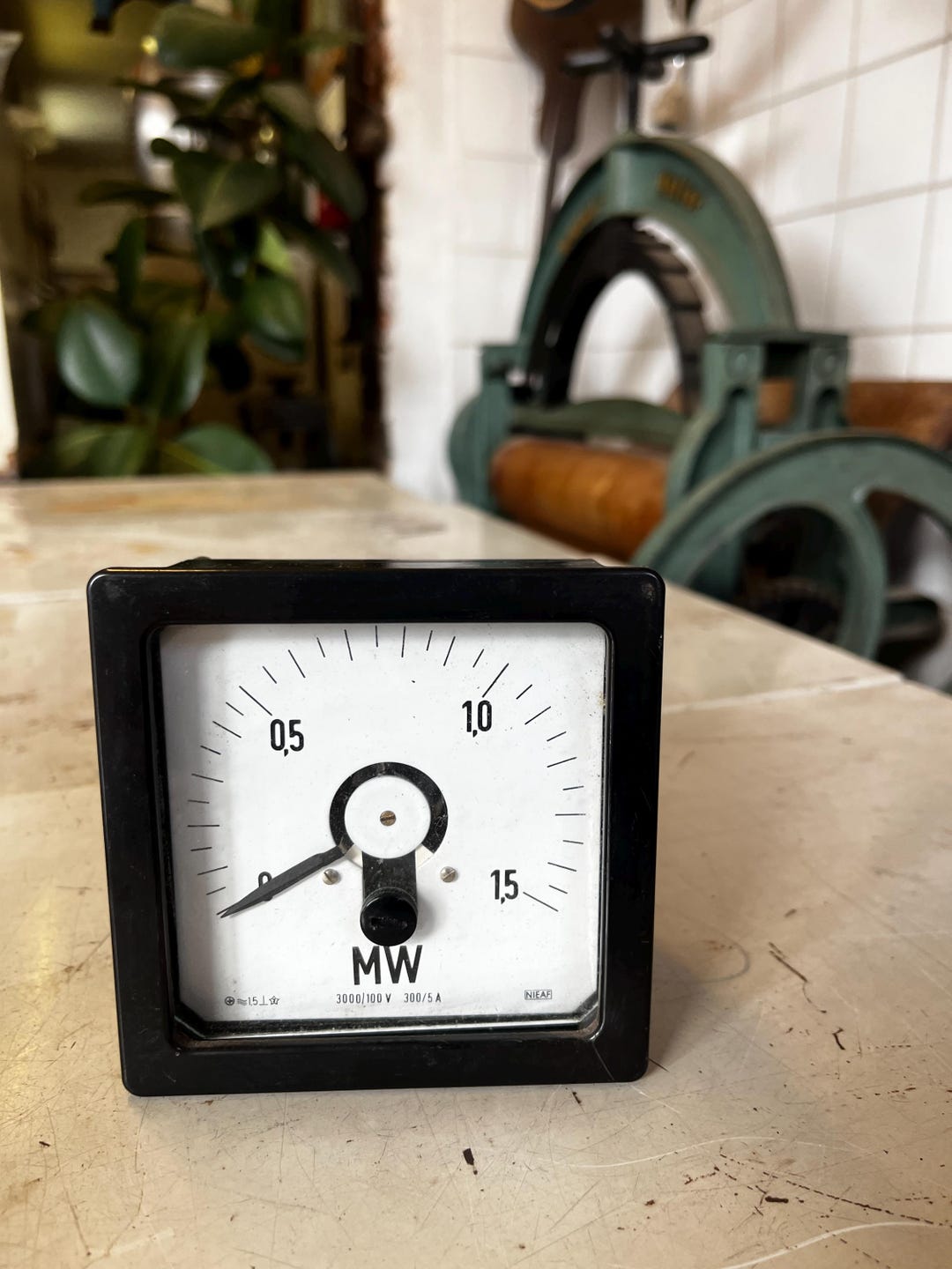 Vintage Industrial Megawatt Meter – Large Square Power Station Gauge ...