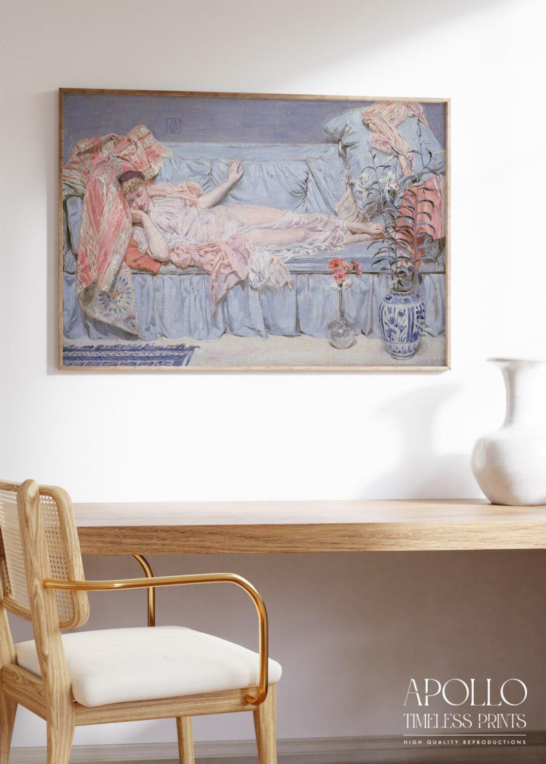 A Reclining Model Poster by Albert Joseph Moore, Classical Feminine ...