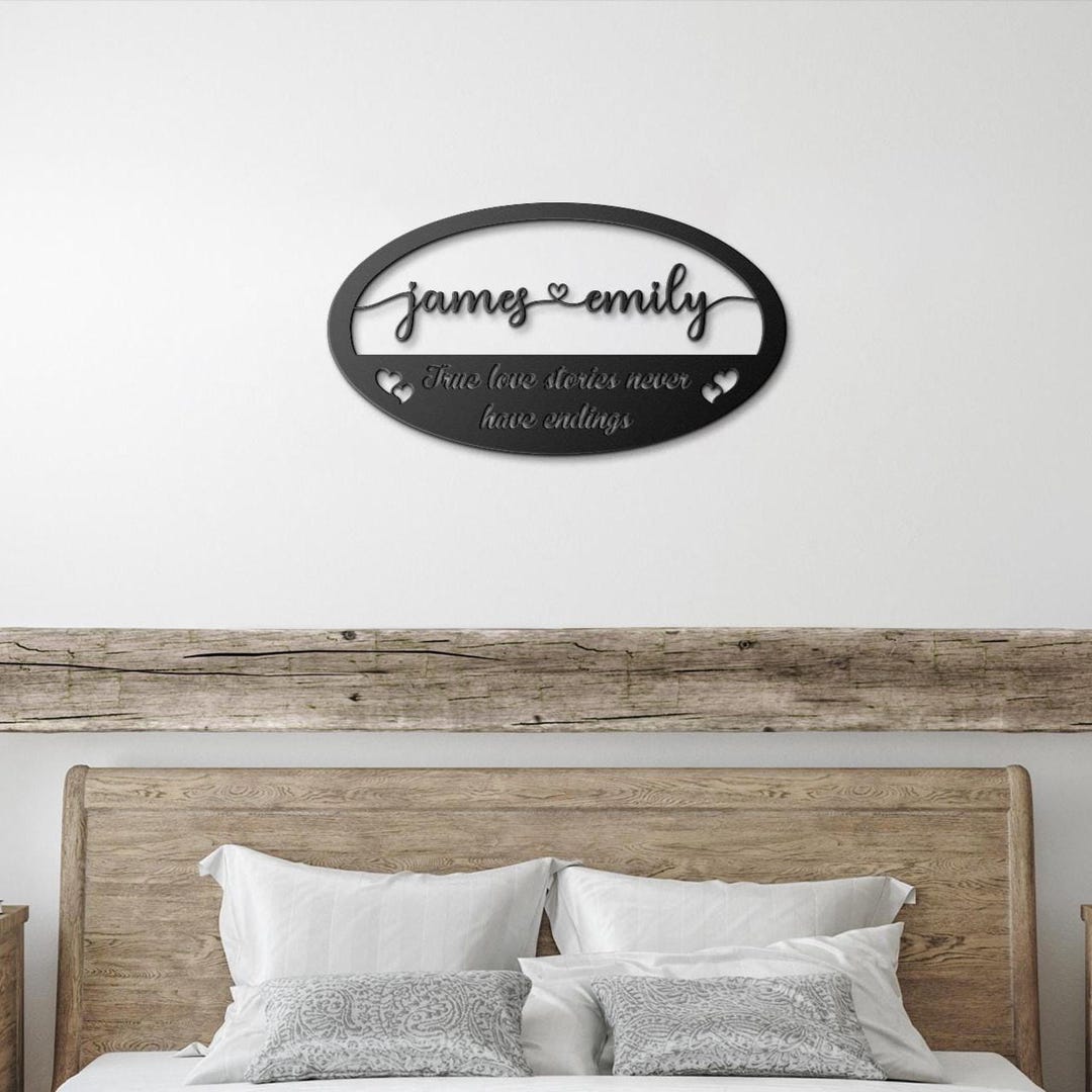 Custom Couple Name Metal Sign: Oval Steel Wall Art - Etsy