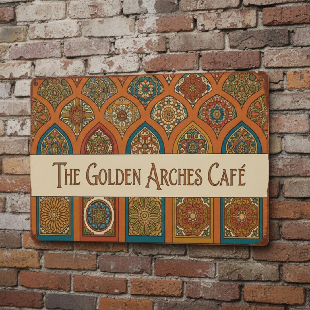 Custom Cafe Metal Sign, Moroccan Pattern Restaurant Plaque, Coffee Shop ...