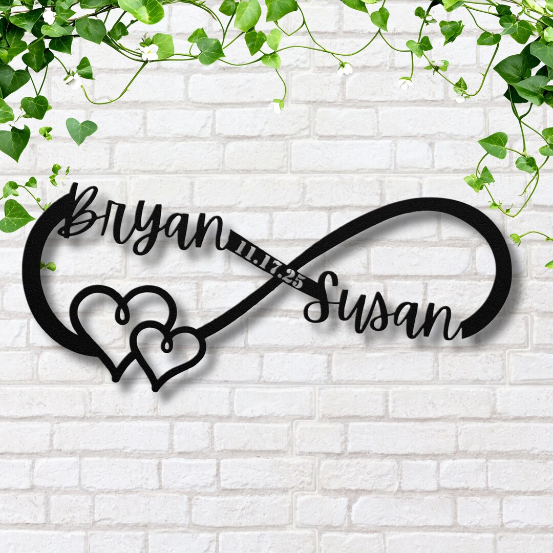 Personalized Infinity Sign Metal Wall Art, Custom Wedding Date & Name ...