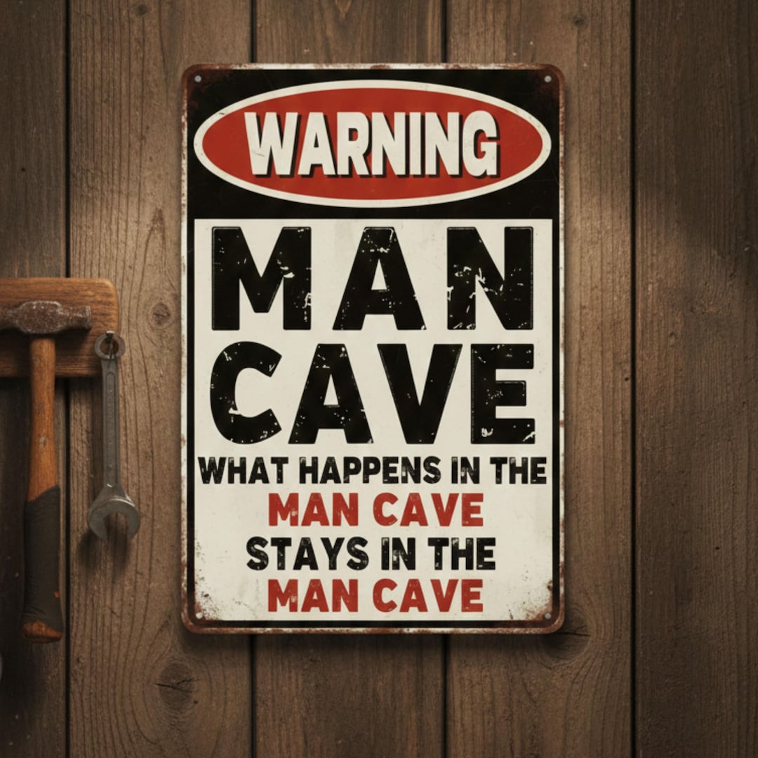 Funny Man Cave Sign, Warning Man Cave Decor, Retro Metal Sign, Garage ...