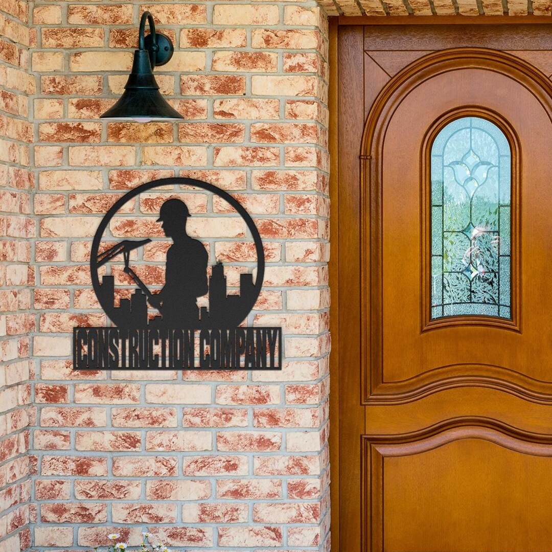 Custom Metal Construction Company Logo Sign: Business Decor - Etsy