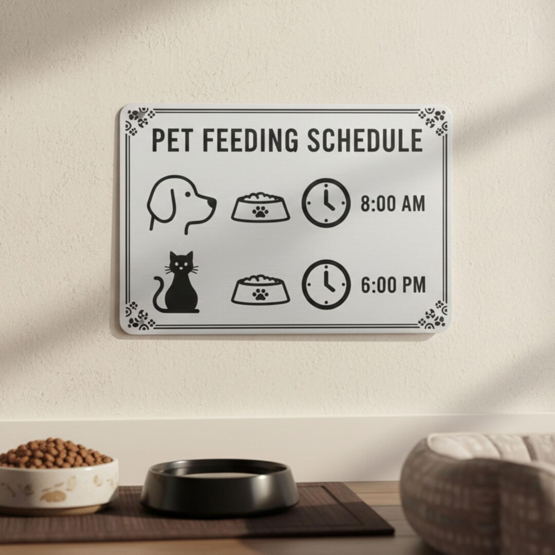 Custom Pet Feeding Schedule Metal Sign, Personalized Dog and Cat Care ...