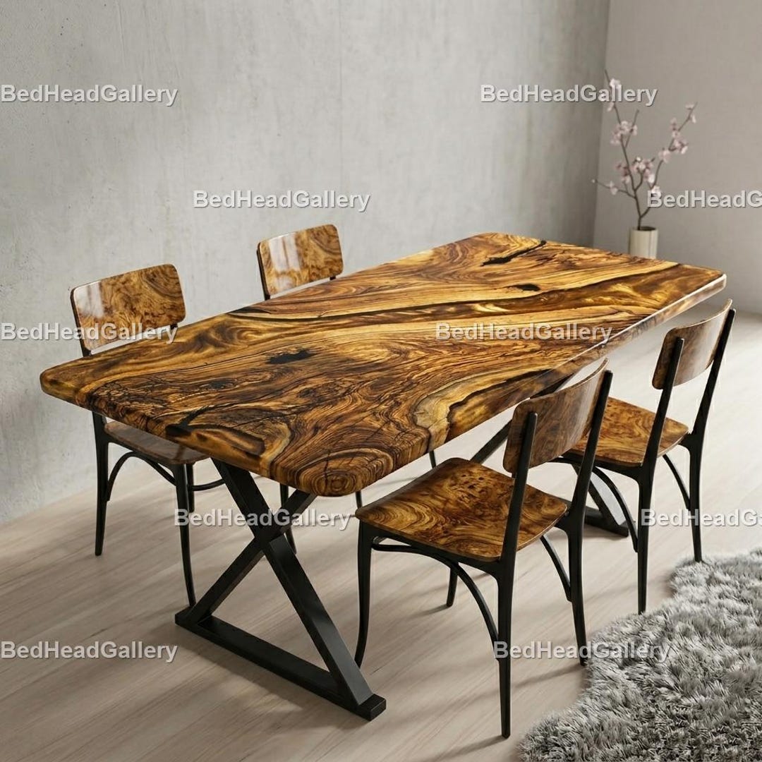 Live Edge Wood Dining Table – Natural Grain Statement Piece, Durable ...