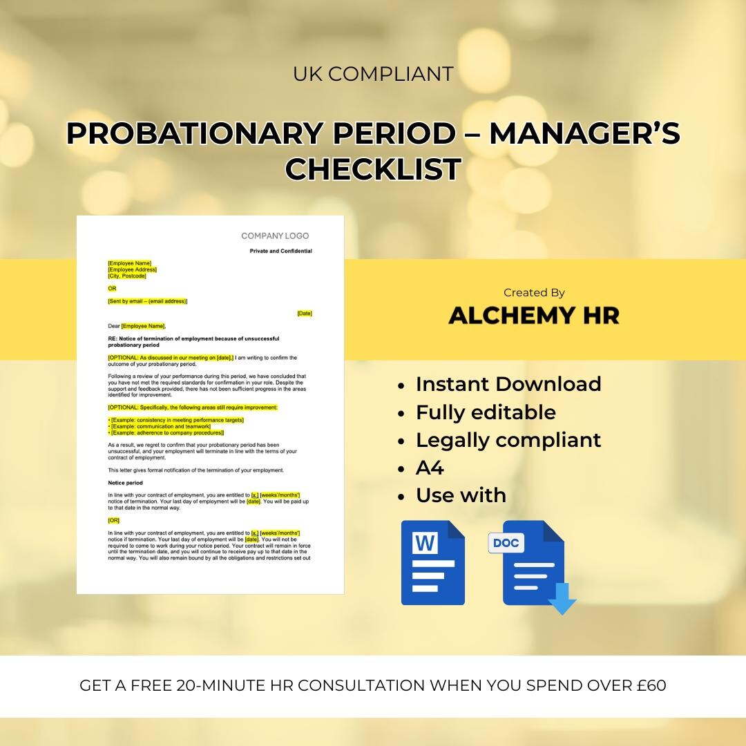 Probationary Period – Manager Checklist | HR Letter | Employee ...