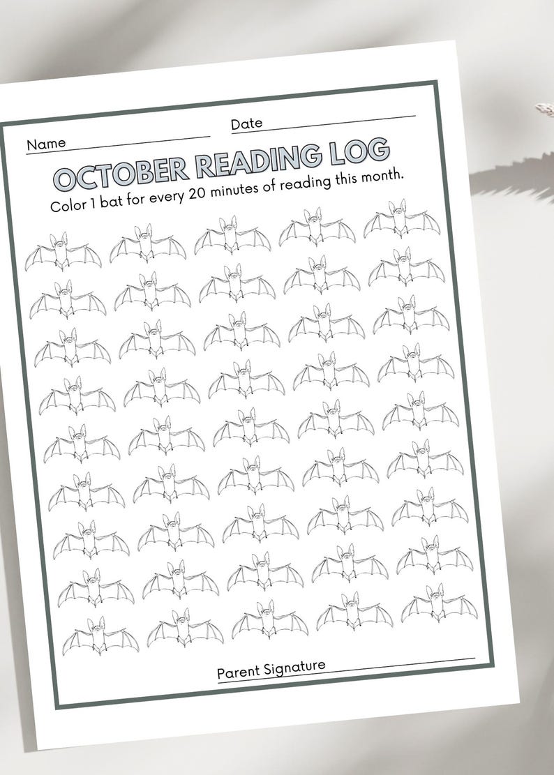 October Kids Reading Tracker: Printable Monthly Book Log (digital ...