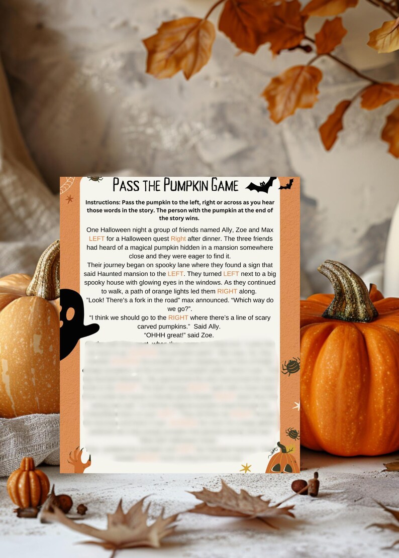 Halloween Pass the Pumpkin Game: Printable Party Activity (digital ...